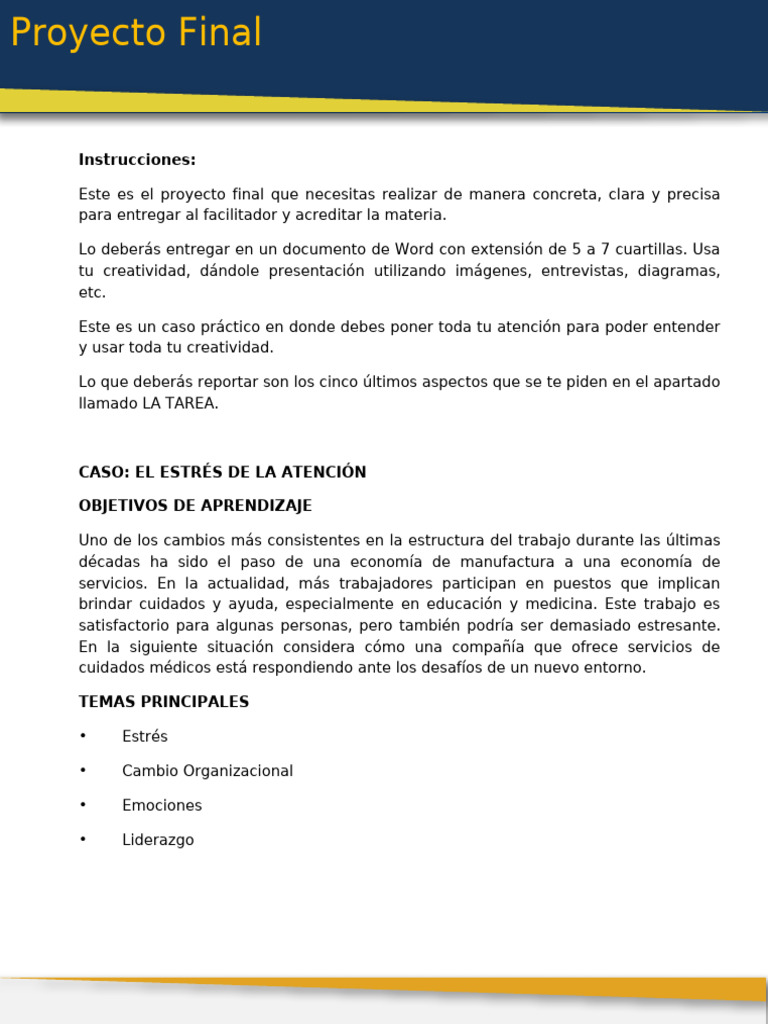Rosales Valeria Proyecto Final | PDF | Liderazgo | Estrés (biología)