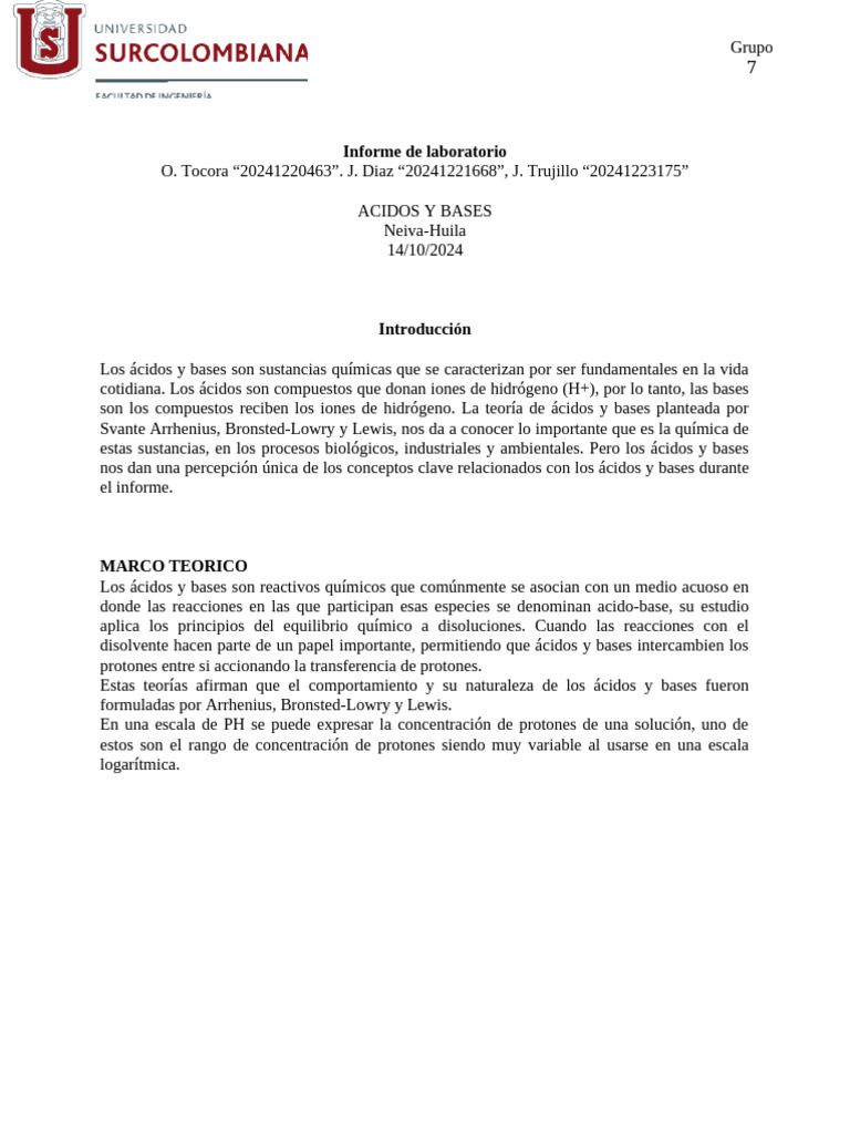 Análisis de pH: Ácidos y Bases Comunes | PDF | Ácido | Ph