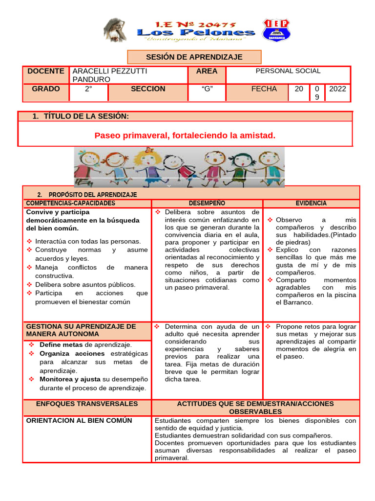 Plan de Excursion | PDF | Aprendizaje | Adultos