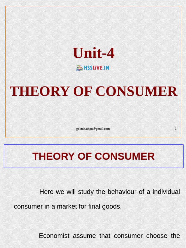 Hsslive 4 Theory Of Consumer Signed Pdf Economic Theories