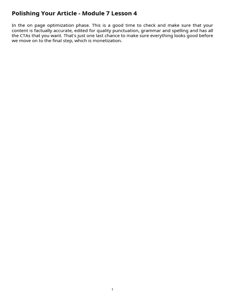 Module 7 Lesson 4 Polishing Your Article | PDF | Career & Growth | Finance & Money Management