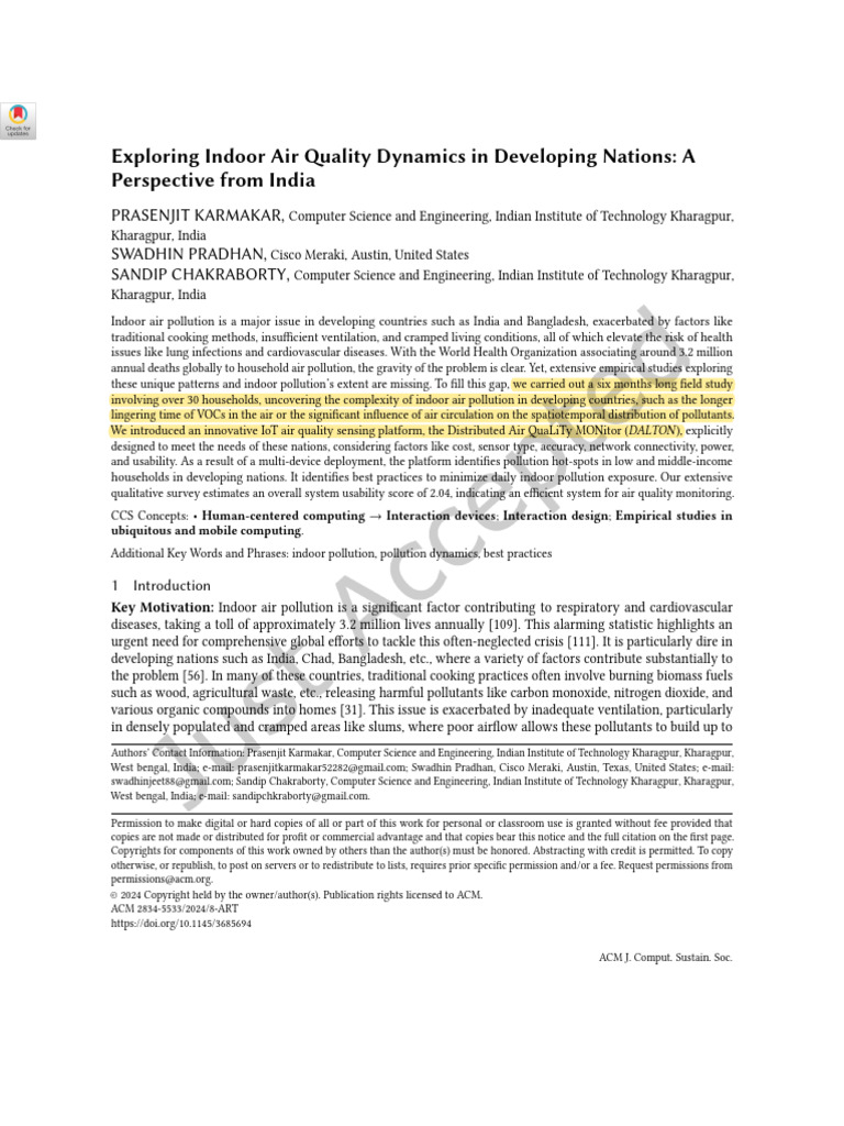 Exploring Indoor Air Quality Dynamics in Developing Nations A Perspective From India | PDF | Air ...
