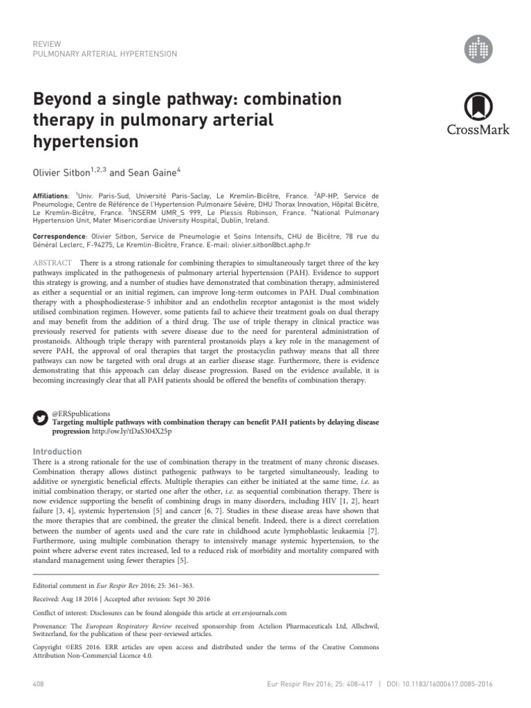Beyond A Single Pathway - Combination Therapy in Pulmonary Arterial ...