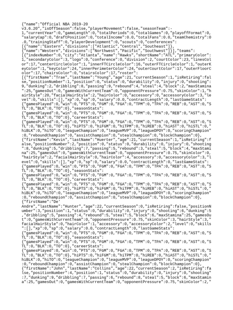 Official NBA 2019-20 v3.6.20 | PDF | National Basketball Association ...