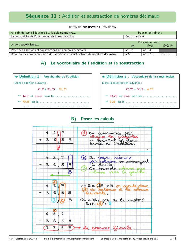 Addition et soustraction décimale CM2 | PDF | Mathématiques | Arithmétique