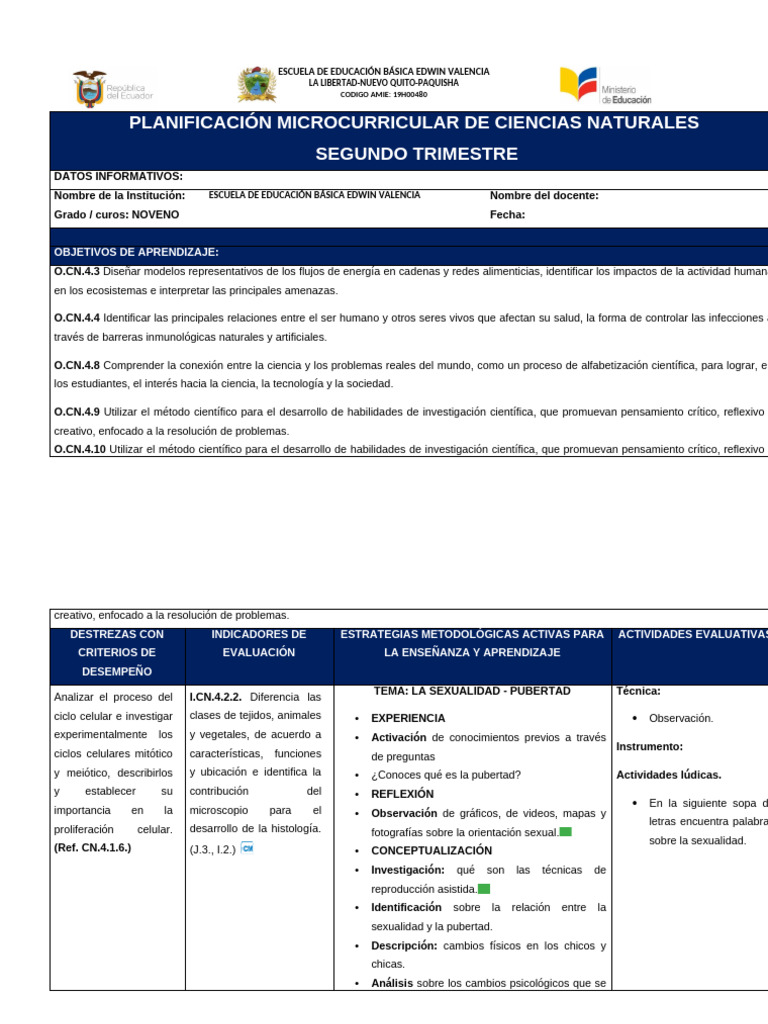 Dua - 9NO-CCNN - 2DO TRIMESTRE - 2023 | PDF | Evolución | Entorno natural
