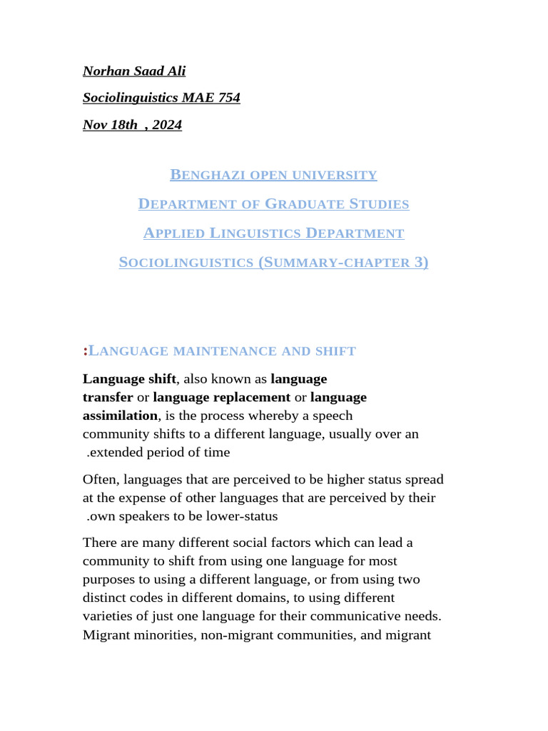 3rd Assignment Norhan Saad Ali | PDF | English Language | Minority Group