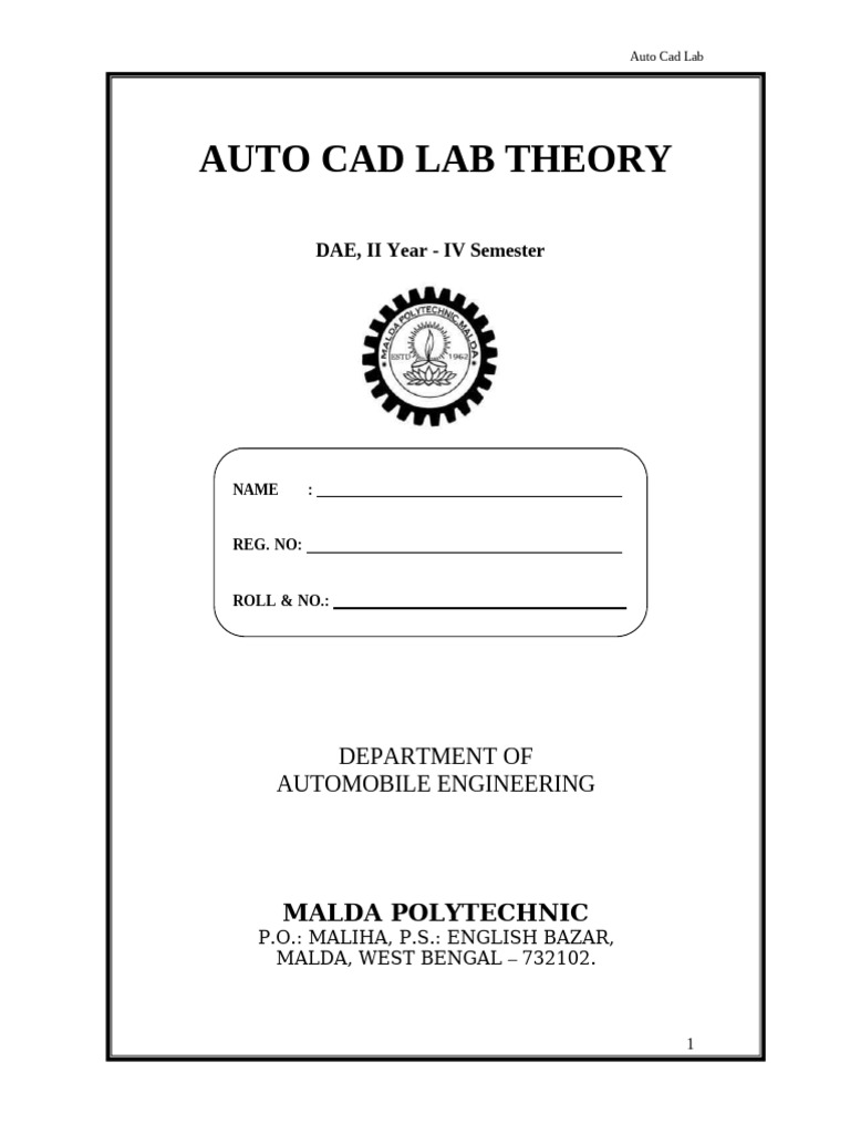 Autocad Lab Manual For Practices | PDF | Circle | Cartesian Coordinate ...
