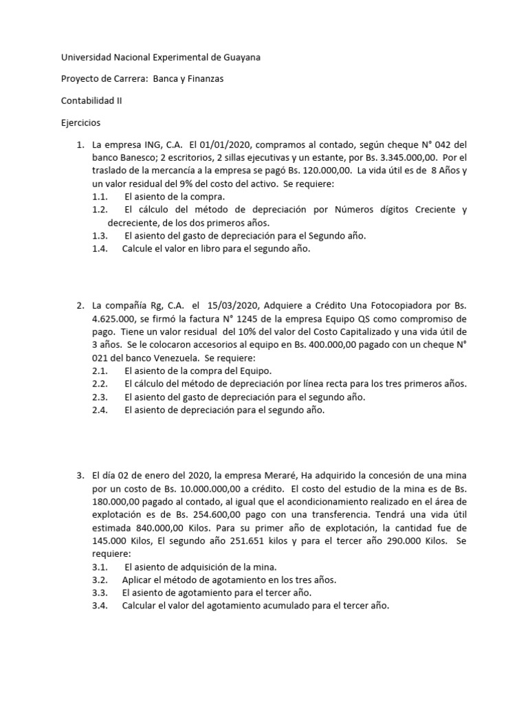 Ejercicios 01 Activo Fijo | PDF