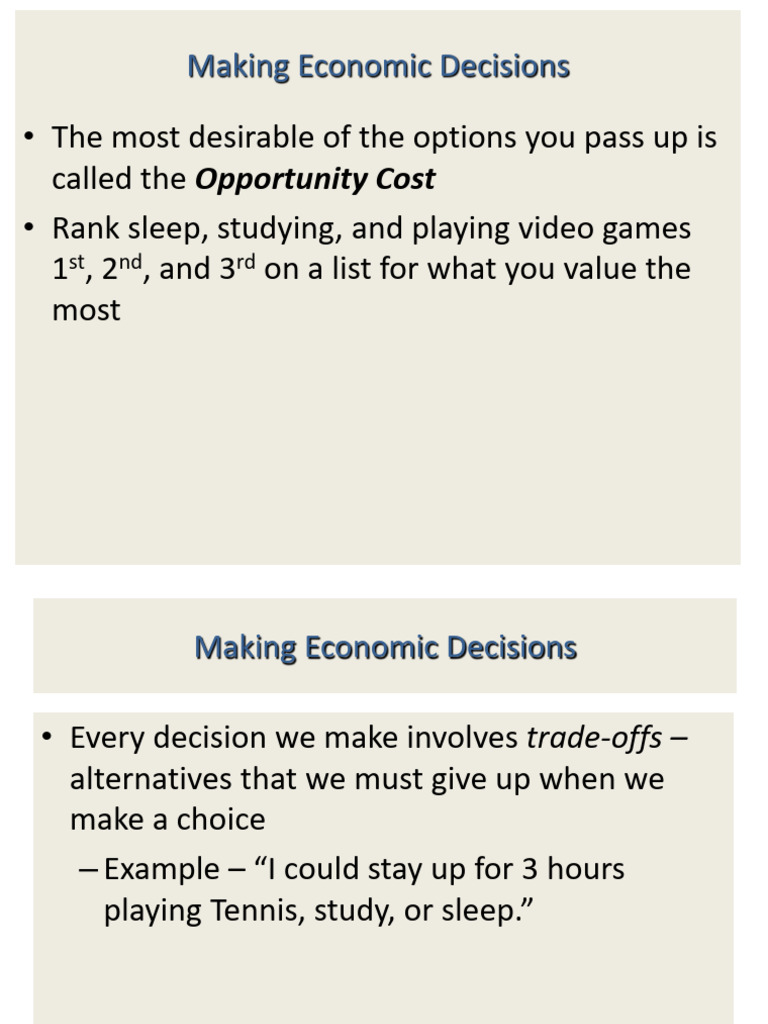 Making Economic Decisions QUIZ 2 | PDF | Opportunity Cost | Economies