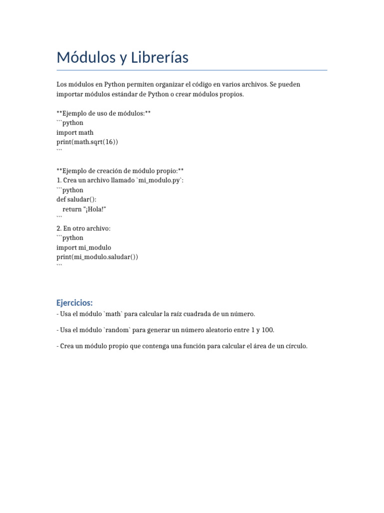 Módulos y Librerías | PDF
