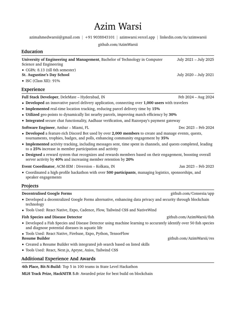 Azim Warsi Resume | PDF | Software Development | Information Technology