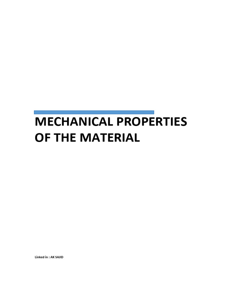 Mechanical Properties of The Materials | PDF | Deformation (Engineering ...