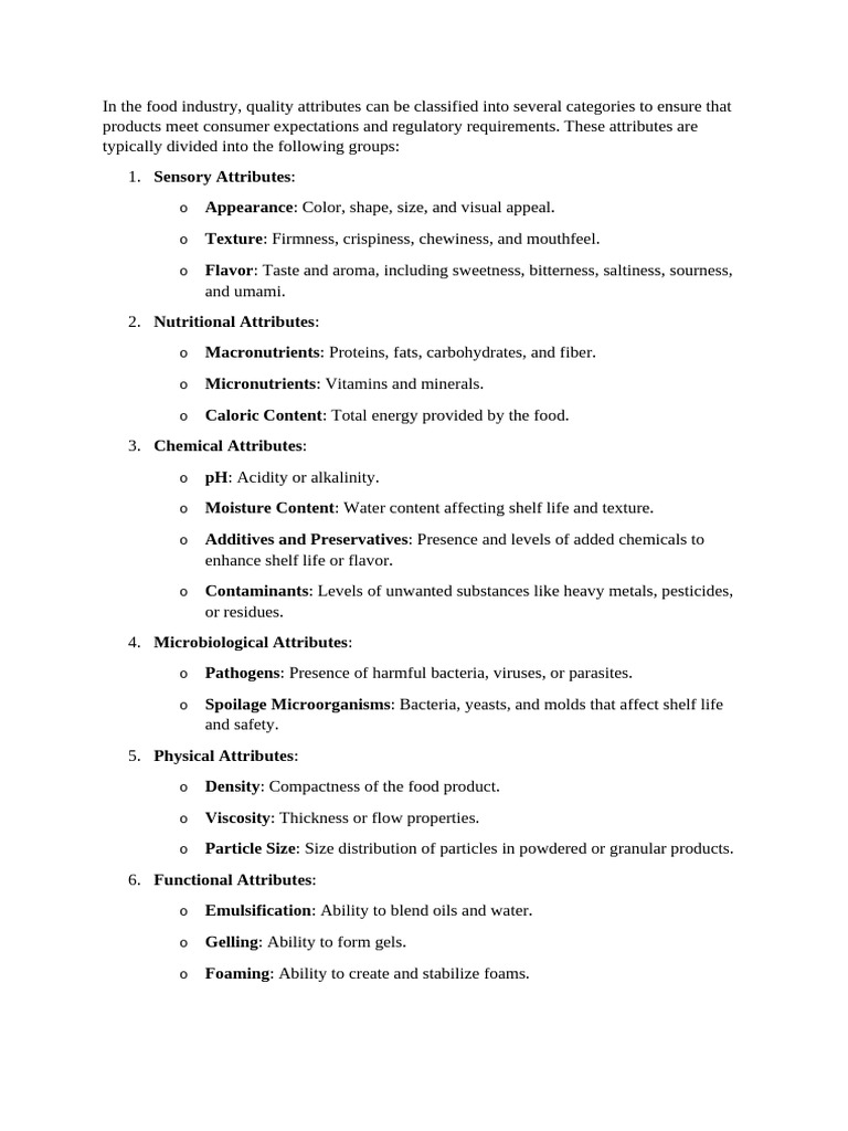 Food Quality Attributes | PDF | Foods | Taste