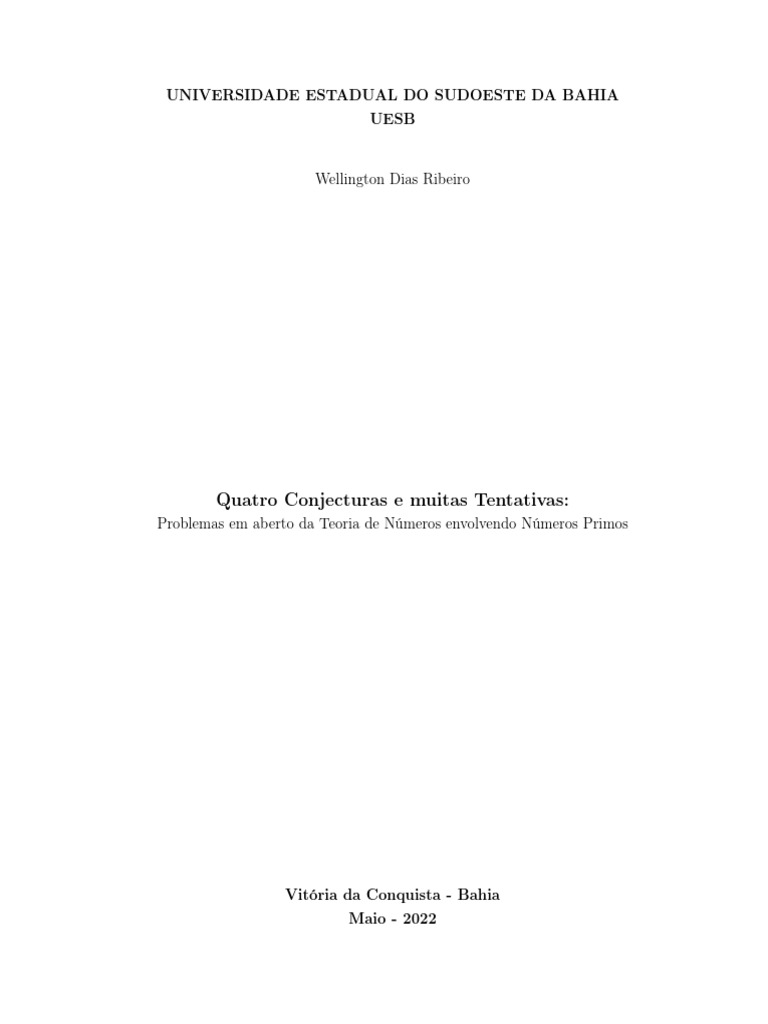 Quatro Conjecturas e Muitas Tentativas | PDF | Número primo ...
