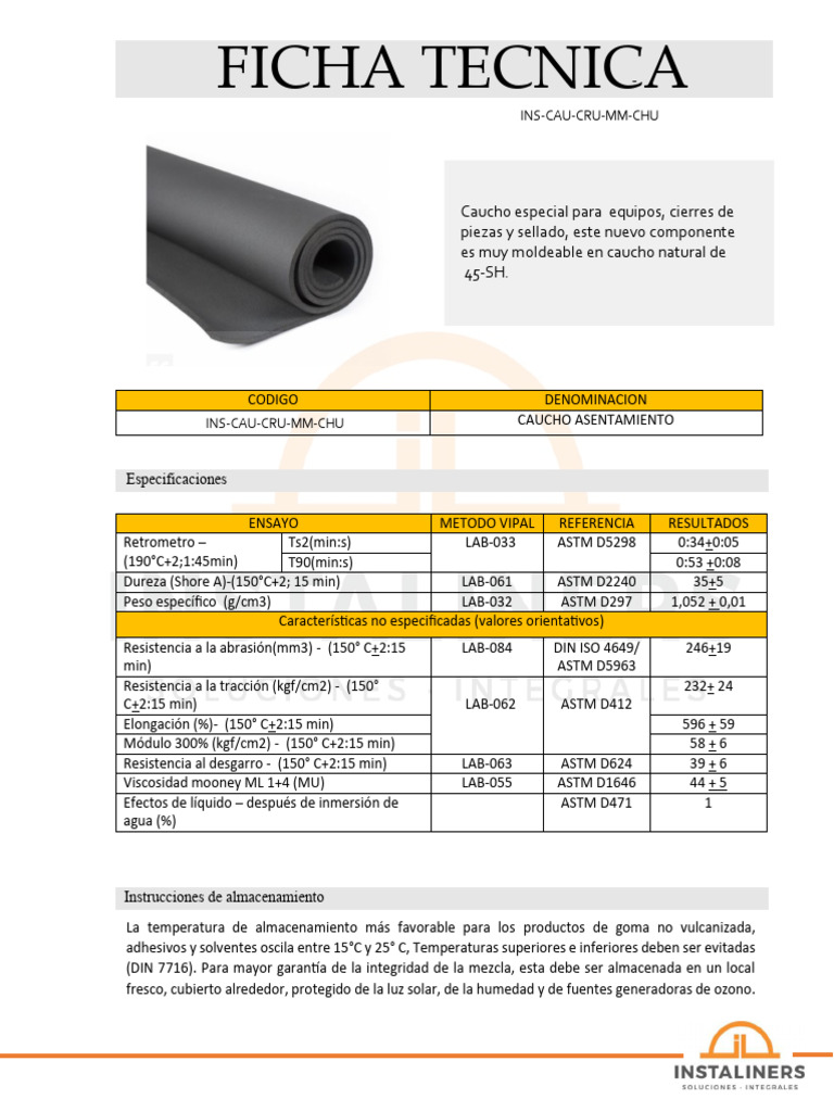 Ficha Tecnica Caucho | PDF | Química | Procesos industriales