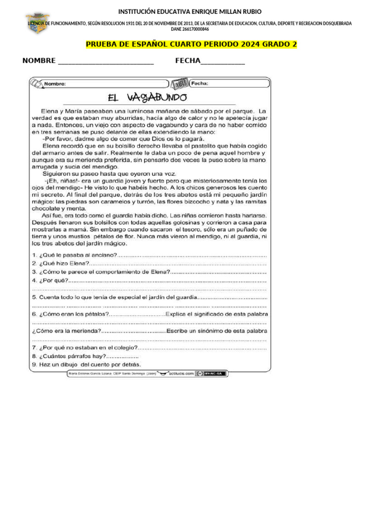 Prueba de Español Cuarto Periodo 2024 | PDF | Aves | Murciélago