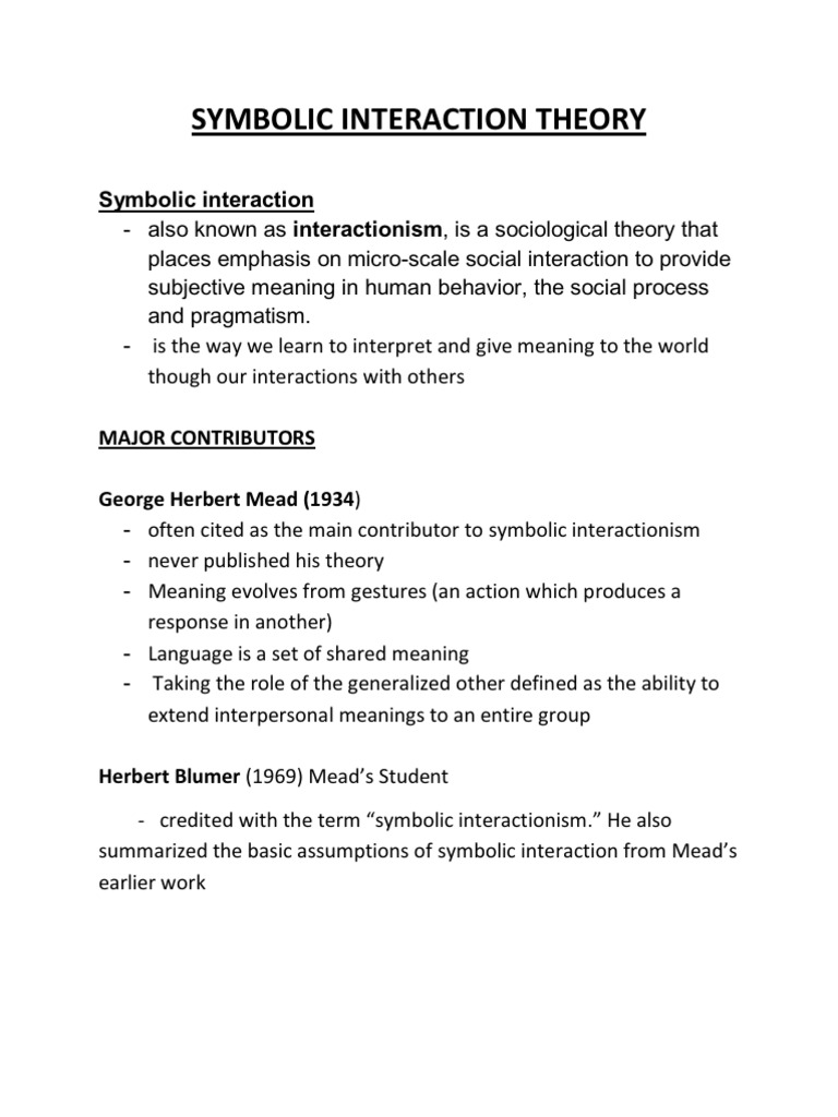 Symbolic Interaction Theory Transparency) | PDF