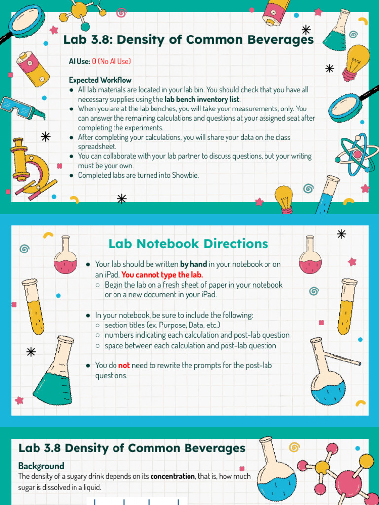 Lab 3.8 - Physics Essentials (2024) - Beverage Lab | PDF | Drink | Density