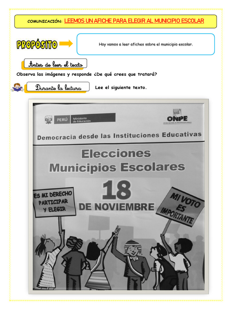 Ficha Plan Lector Afiche Municipio Escolar | PDF