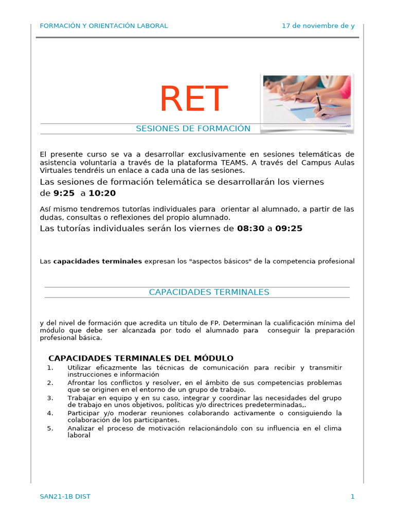 CAE - RET Guia - Docx 2021-22 | PDF | Evaluación | Cognición