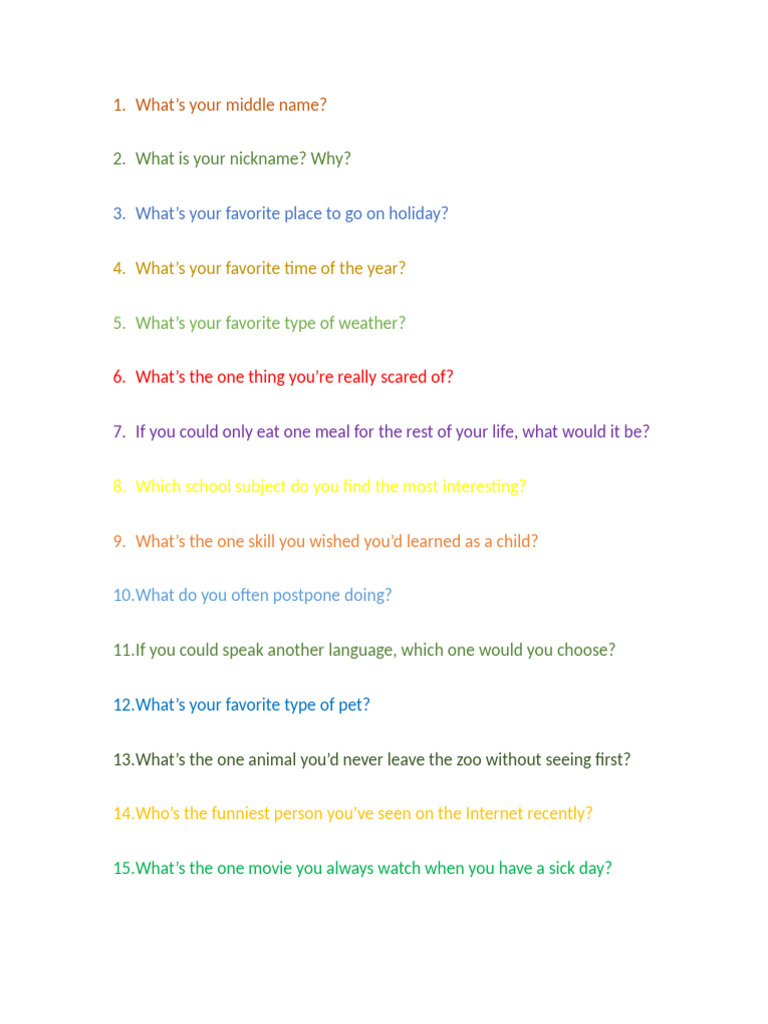 Fun Icebreaker Questions | PDF | Self-Improvement