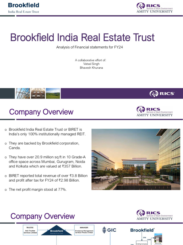 Brookfield India Real Estate Trust | PDF | Revenue | Real Estate Investment Trust