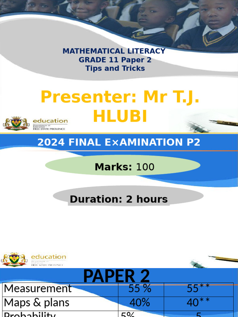 Mathematical Literacy Grade 11 p2 Corrected 2 | PDF | Area | Length