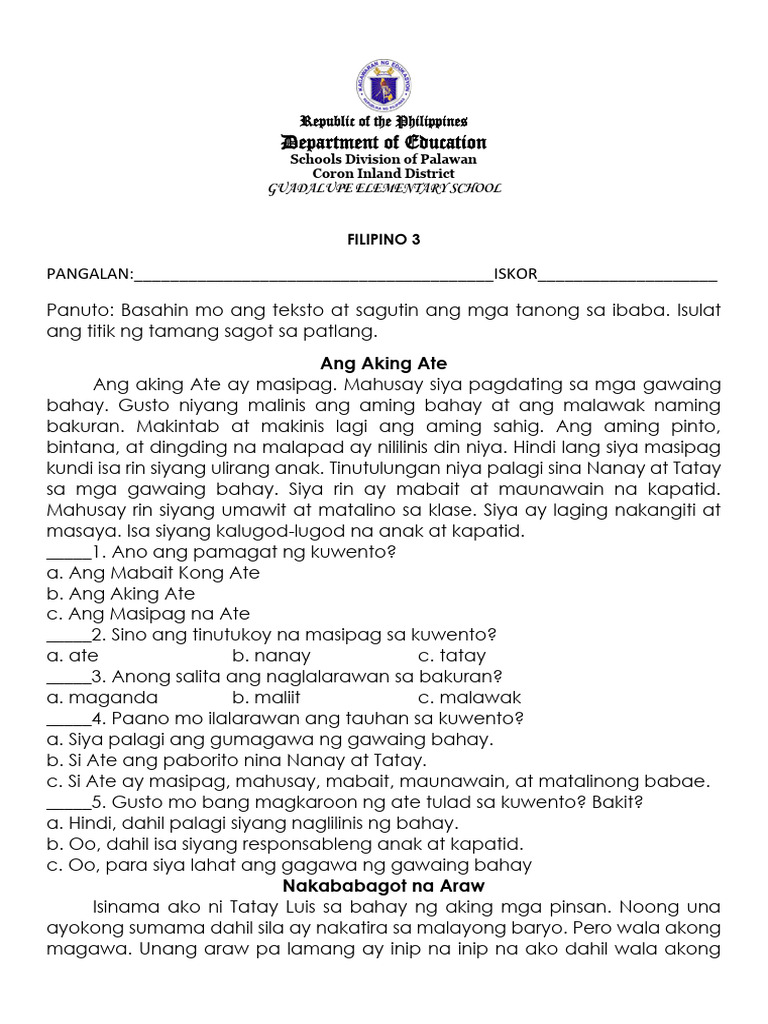 Filipino 3 2nd PT | PDF