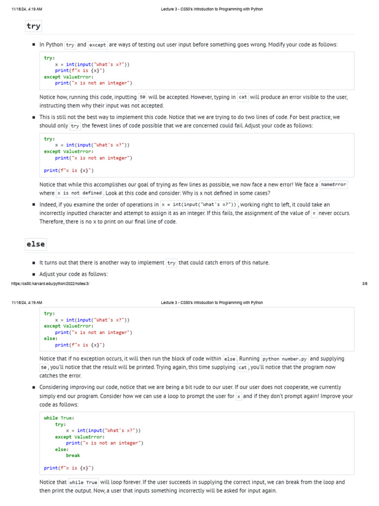 Lecture 3 Part 2 - CS50's Introduction To Programming With Python | PDF ... Lecture 3 Part 2 - CS50's Introduction To Programming With Python | PDF ...