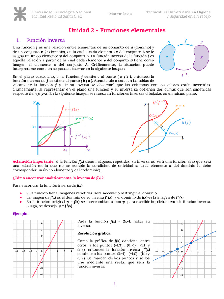 Función Inversa, Composición y Transformaciones | PDF | Función (Matemáticas) | Matemáticas