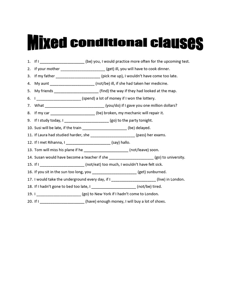 1st, 2nd, 3rd Conditionals | PDF | Cooking, Food & Wine