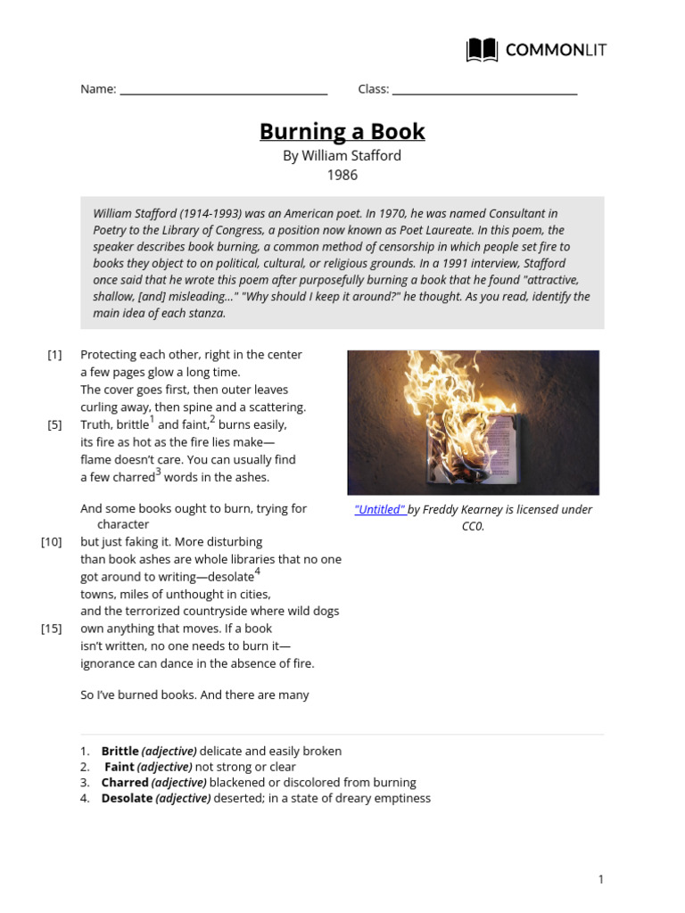 Burning A Book-Student | PDF | General Fiction