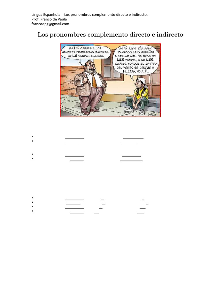 Pronombres Complemento | PDF | Objeto (gramática) | Lingüística
