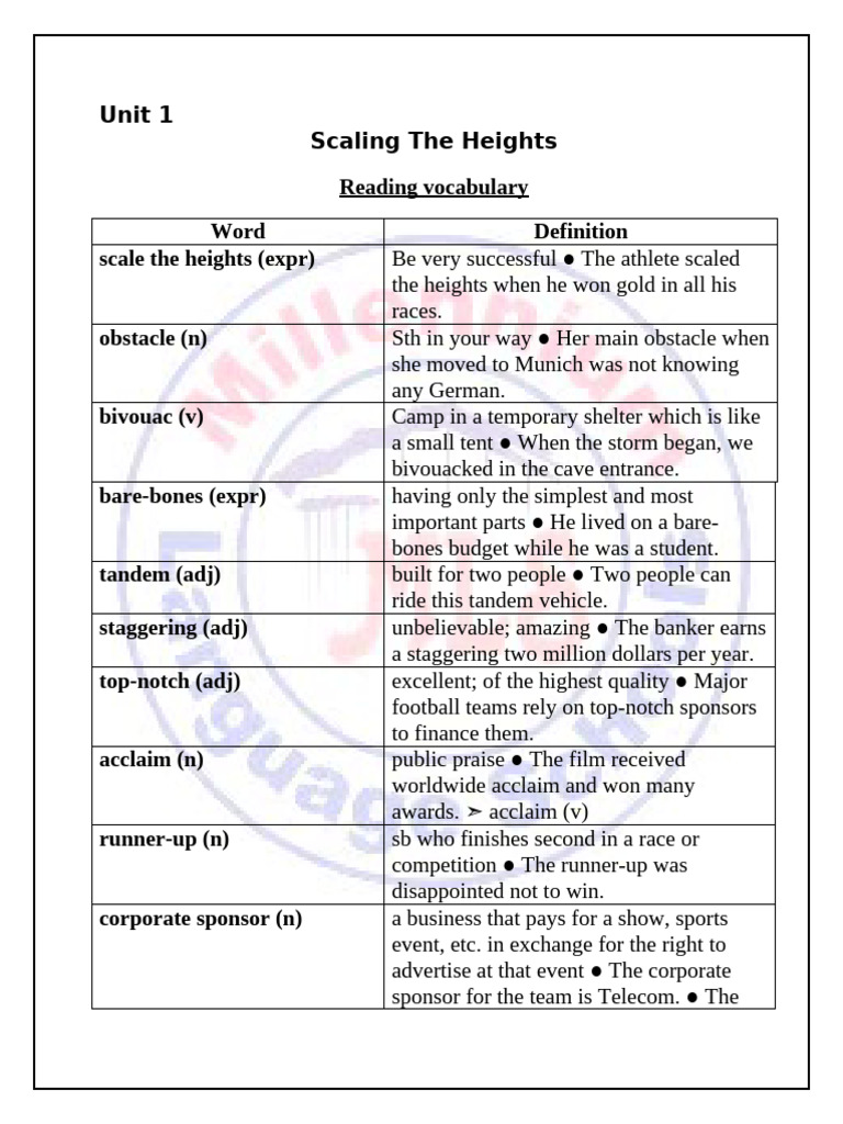 1st Secondary Close Up Unit 1 Revision | PDF