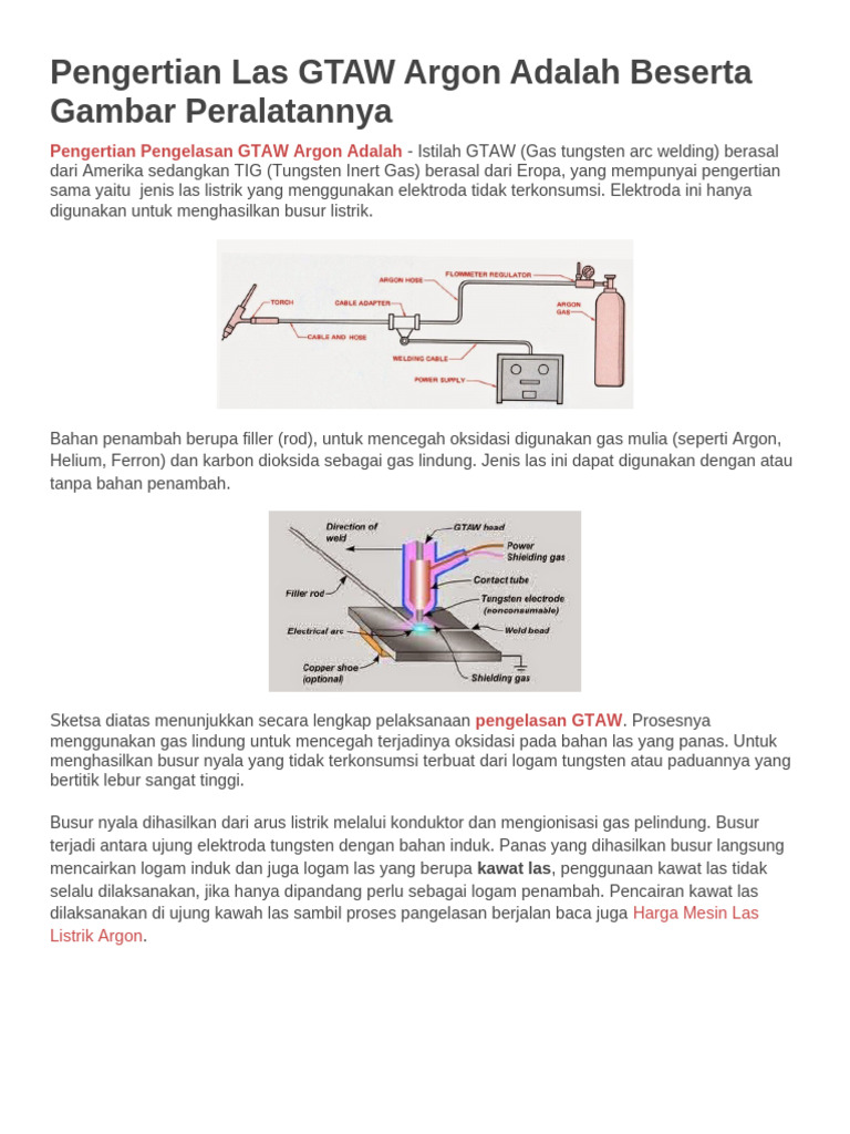 Pengertian Las GTAW Argon Adalah Beserta Gambar Peralatannya | PDF