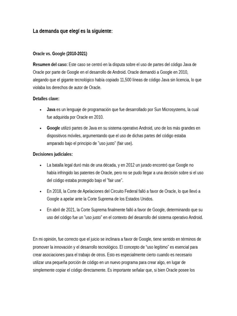 Google VS Oracle | PDF | Oracle Corporation | Java (lenguaje de ...