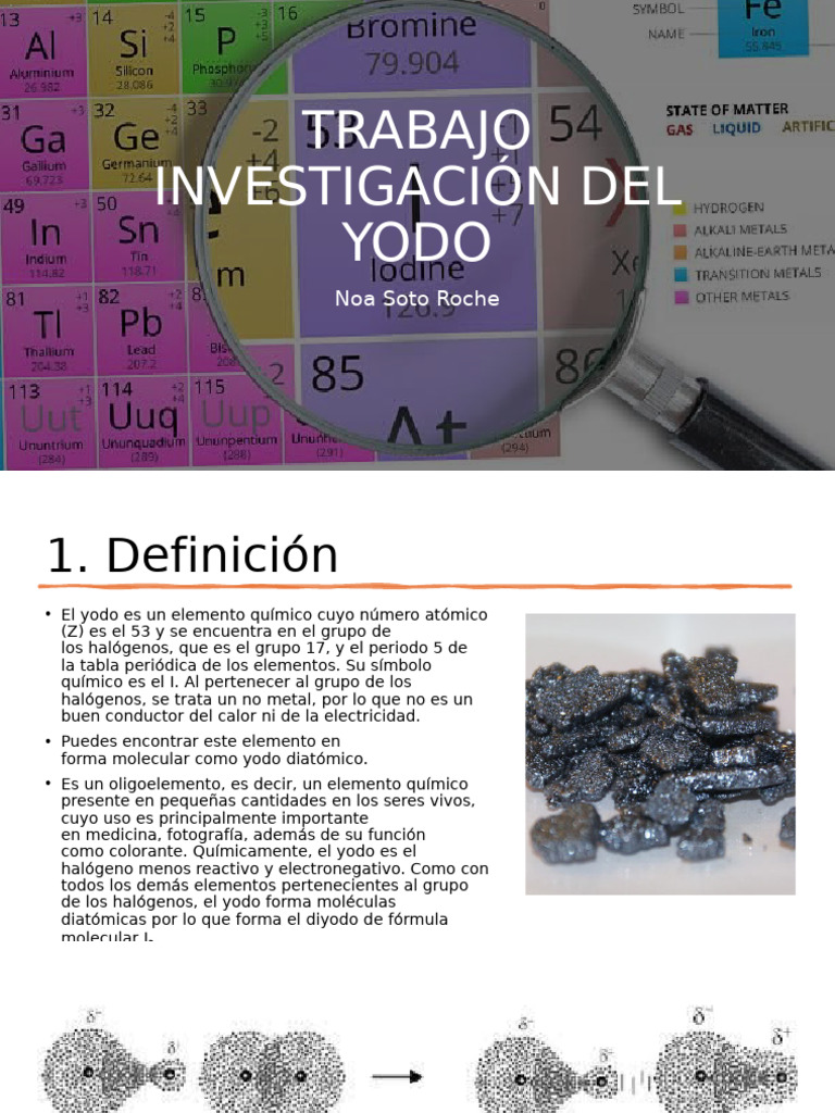 Trabajo Investigación Del Yodo | PDF | Enlace químico | Moléculas