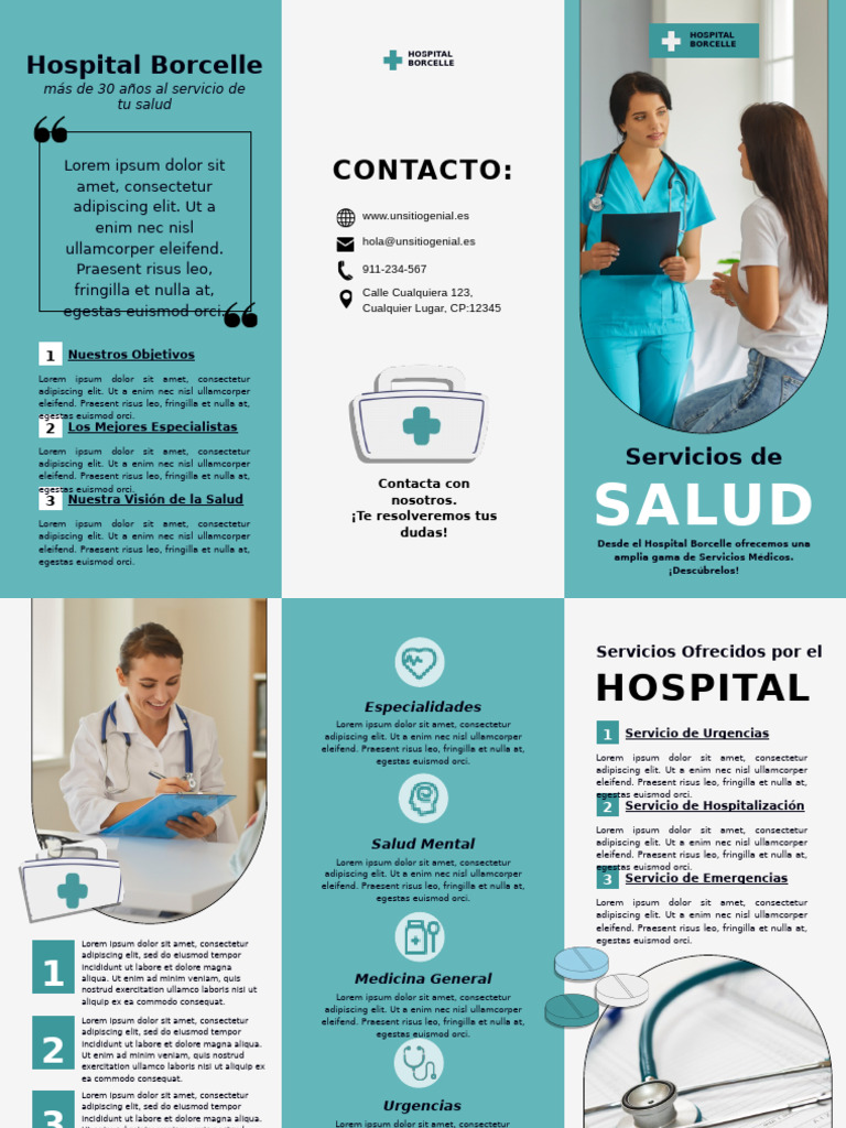 Folleto Tríptico Salud Hospital Profesional Verde y Blanco | PDF ...