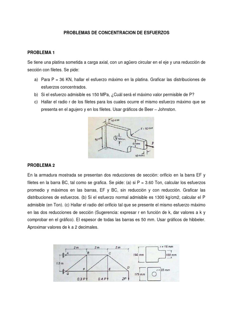 Problemas de Concentracion de Esfuerzos | PDF | Doblar | Ingeniería de Edificación