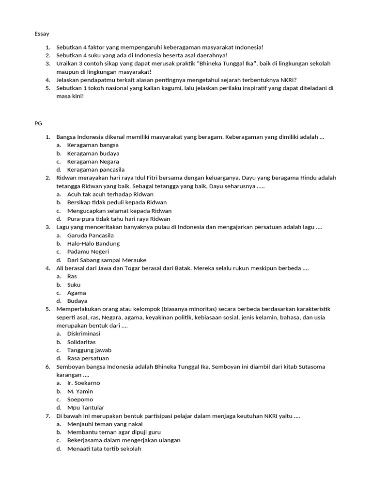 Soal Pendidikan Pancasila Kelas 5 | PDF | Perjalanan | Kajian Bahasa Asing