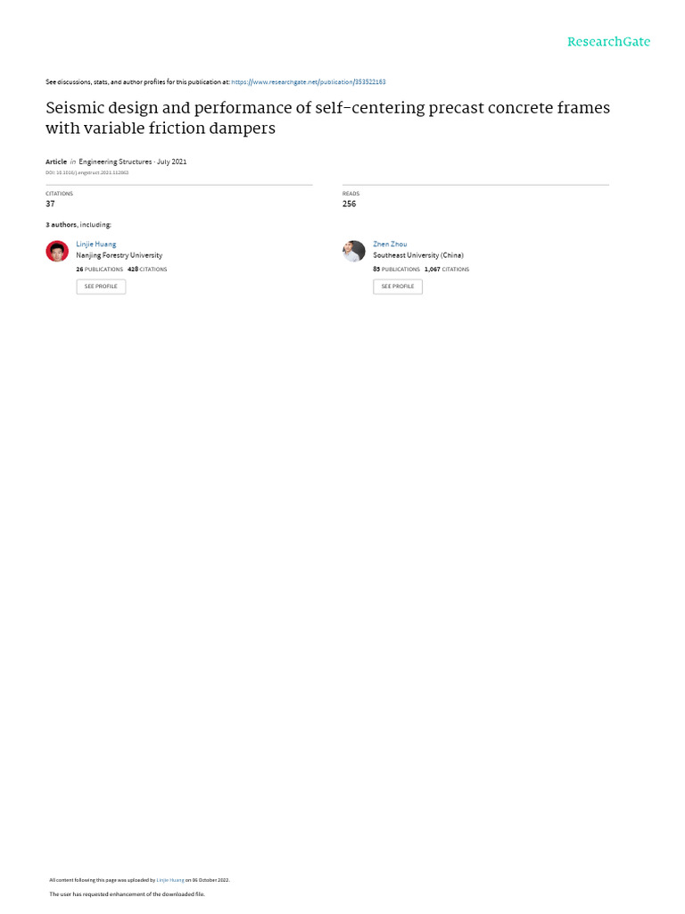 Seismic Design and Performance of Self-Centering Precast Concrete ...