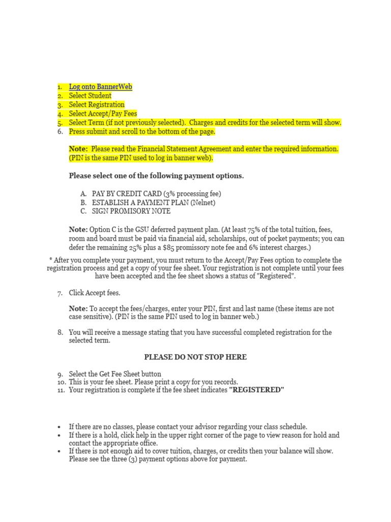 Steps To Complete The ACCEPT AND PAY FEE Process and PAYMENT PLAN ...