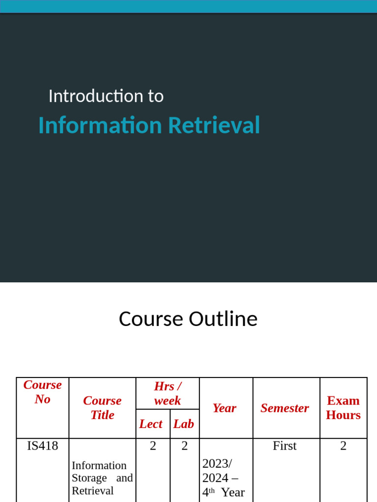 IR-Lec1- Ch1-2023 | PDF | Information Retrieval | Information Technology Management