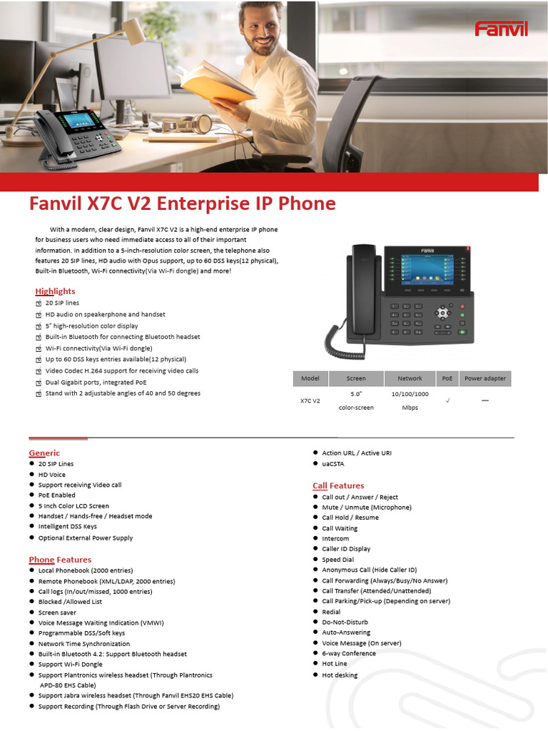 Fanvil X7C V2 Enterprise IP Phone: Highlights | PDF | Computer Network ...