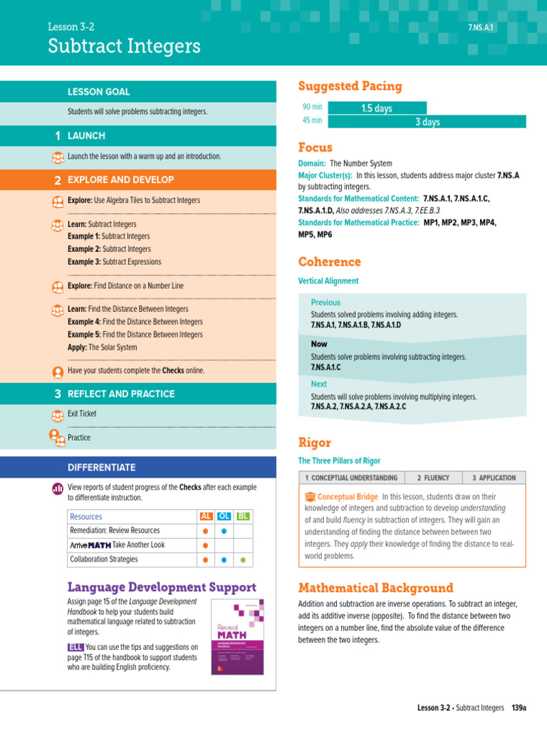 Teacher Edition Sampler Course 2 Lesson 3 2 | PDF | Integer | Numbers