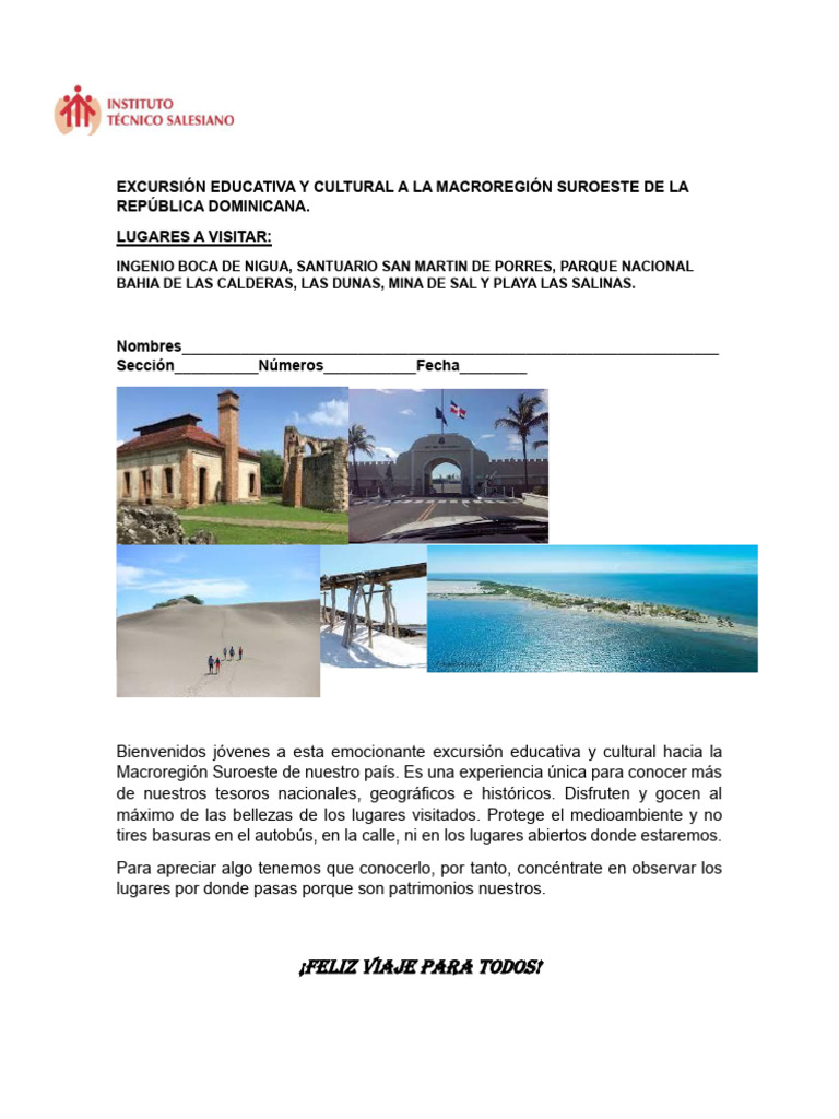 Guía de La Excursion A La Macroregion Suroeste | PDF | República Dominicana