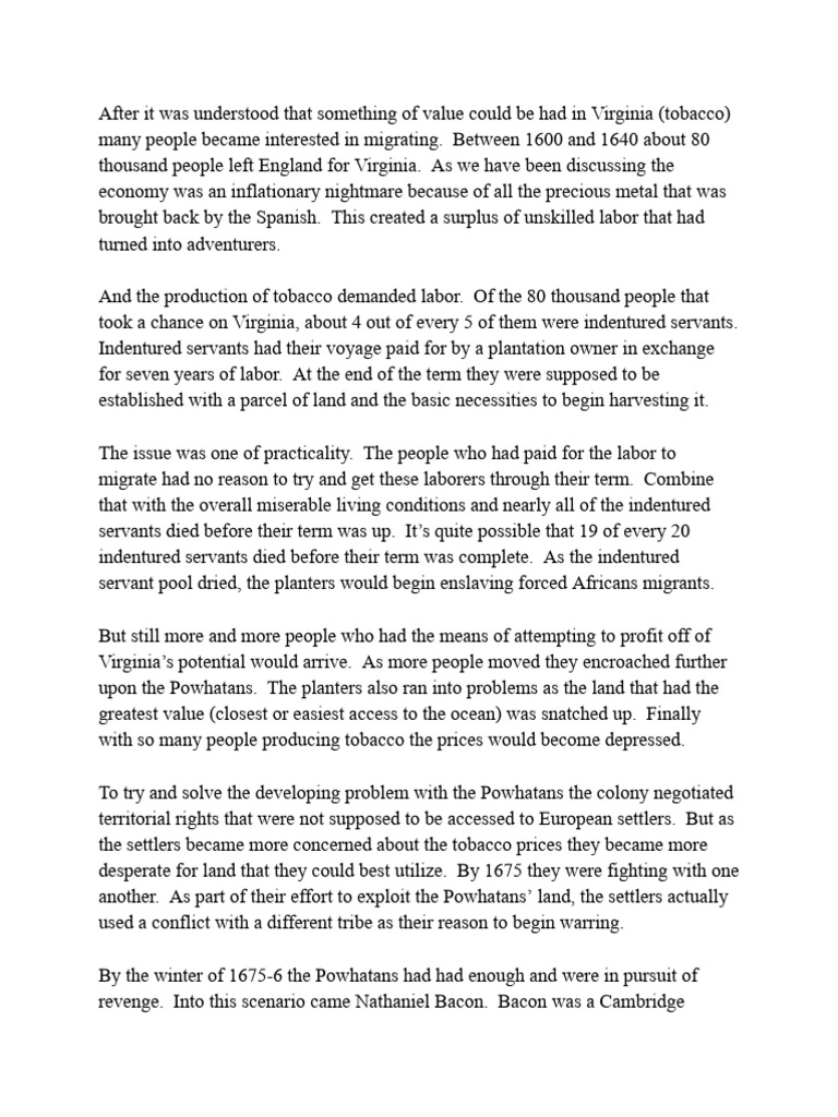 Virginia Colony Development | PDF | Unfree Labour | English ...