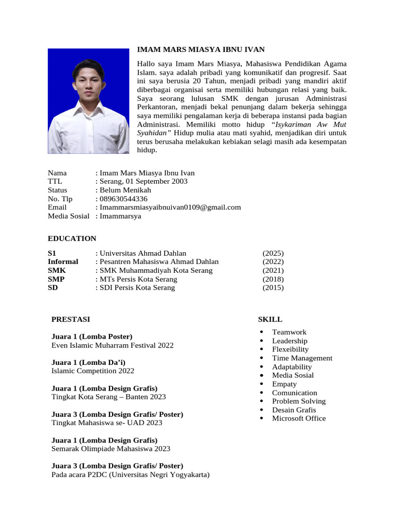 Profil Imam Mars Miasya | PDF