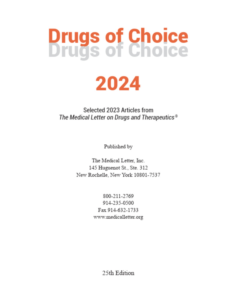 Drugs of Choice 2024 | PDF | Selective Serotonin Reuptake Inhibitor ...